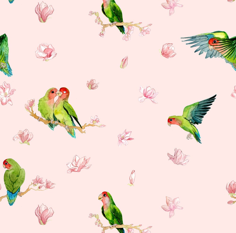 Love Birds Fabric Lovely Lovebirds By Landfish Birds And