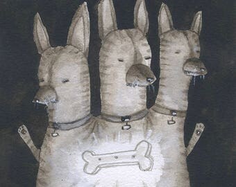 Three headed dog | Etsy