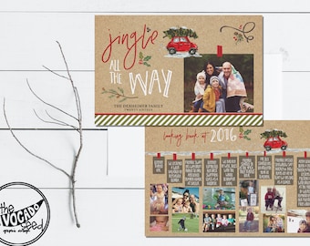 Holiday Pines with Year Timeline Holiday Christmas Card
