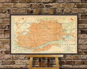 Old Map of Guangzhou old Canton 1860 China