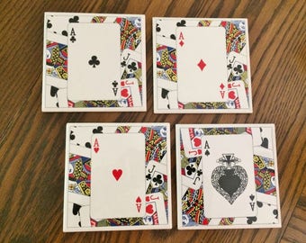 Playing card coaster | Etsy
