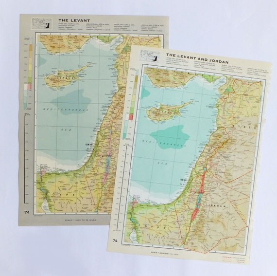 Vintage map of the Levant Large Map of Syria Israel