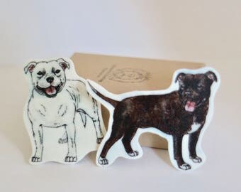 Smiling Pit Bull Pibble Staffy Silhouette Small Cross Stitch