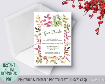 Thanksgiving invitation | Etsy