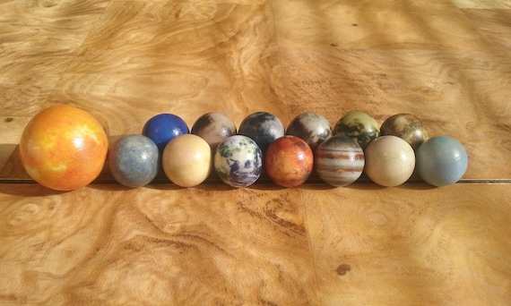 Solar System Marbles set. 3D Printed Sandstone. Polished. Sun