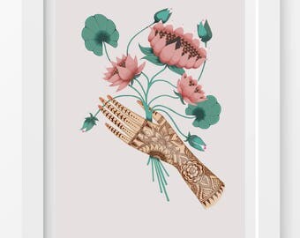 Lotus flower print | Etsy
