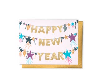 Happy new year card | Etsy