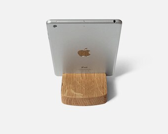 Wooden iPad Stand Square Holder in Natural Oak Wood
