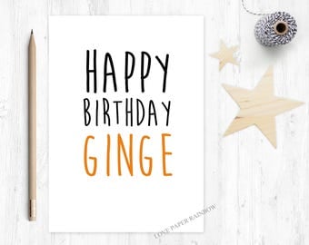 Funny ginger card | Etsy
