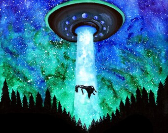 Alien abduction art | Etsy