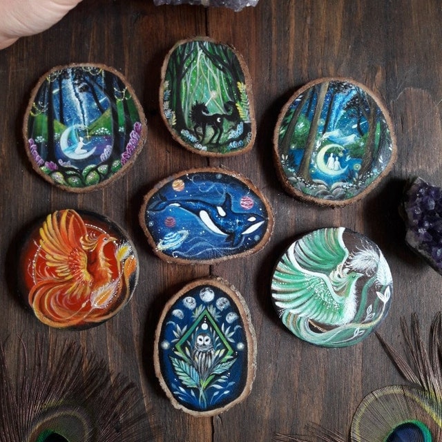 Free fallen wood slice art and illustrations by MagicWoodCreations