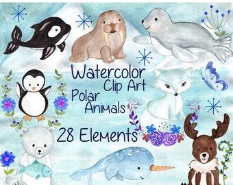 Polar bear clip art | Etsy