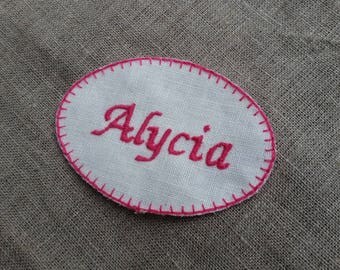 Embroidered name tag | Etsy