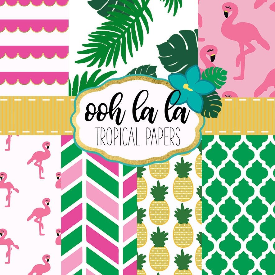 Tropical digital paper Printable planner stickers Tropical