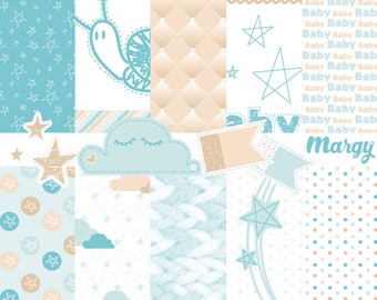 Papel digital azul | Etsy