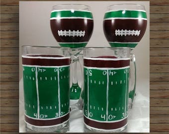 Football wine glass | Etsy