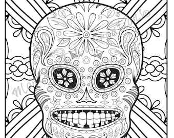 Day of the Dead Sugar Skulls coloring page dia de los muertos