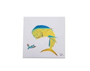 Mahi Chasing Bait Fish Fishing Color Decal 12 Boat Car