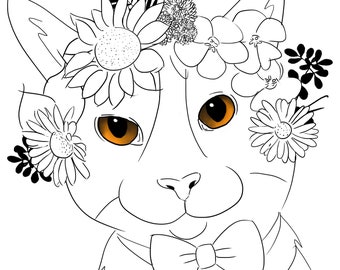 Cat coloring | Etsy