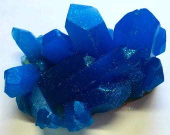 Sapphire Blue Geode Glycerin Soap Low Crystal Formation One
