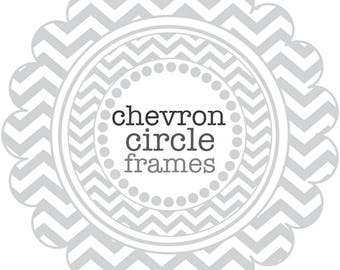 Circle Frames in Chevron digital clip art Black and White