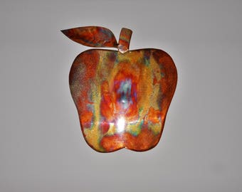 Unique Hammered Copper Apple Sculpture Made to Order