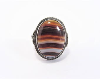 Banded agate ring | Etsy