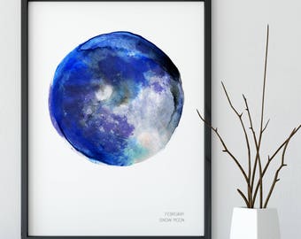 Blue moon print | Etsy