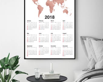 Rose gold calendar | Etsy