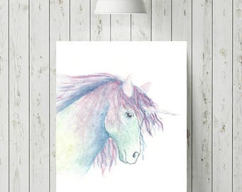 Unicorn art print | Etsy