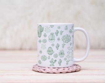 Cactus Mug Succulent Cup Coffee Tea Cup Handmade Ceramic