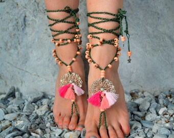 Music Barefoot sandals Boho wrapped ankle FOOT JEWELRY