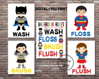 Bathroom rules print | Etsy