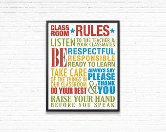 Vinyl Wall Art Decal Class Room Rules. School classroom