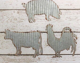 Metal farm animals | Etsy