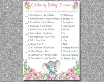 Celebrity Baby Shower Game Elephant Celebrity Baby Name