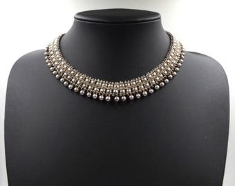 Antique Victorian Sterling Silver Book Chain Collar