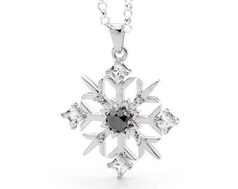 Large Sterling Silver Snowflake Pendant Necklace