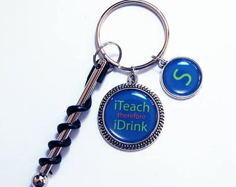 Wine Taster Keychain Monogram keyring Corkscrew keychain