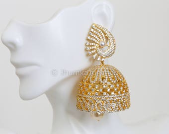 Cz jhumkas | Etsy