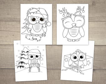 Owl coloring | Etsy