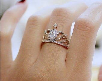 Princess crown ring | Etsy