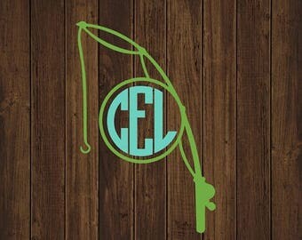 Fishing pole decal | Etsy