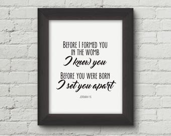 Nursery art Before you were born I knew you Jeremiah 1:5
