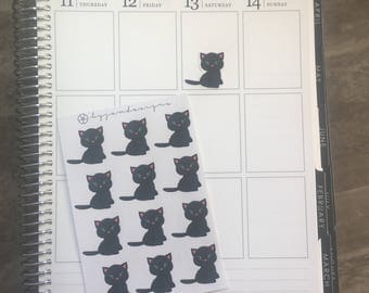 Black cat stickers | Etsy