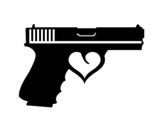 Gun With Heart Vinyl Decal Sticker