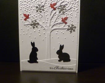 Bunny christmas card | Etsy