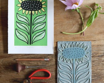 Reduction woodcut | Etsy