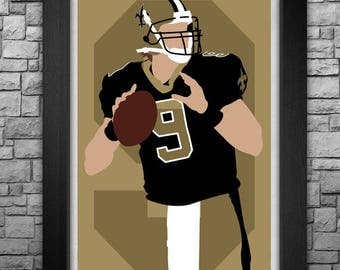 Drew Brees Saints Team Art Print Large 12x18 LE 50 rare