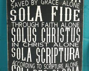 The 5 Solas Calligraphy Luther Rose Reformation Giclee Art